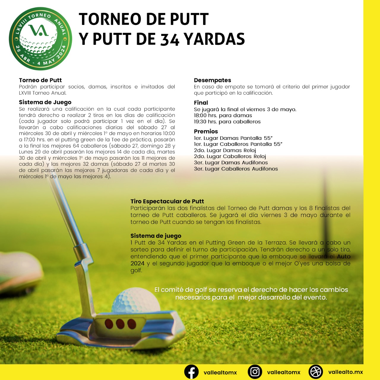 Torneo de Putt – LXIX TORNEO ANUAL DE GOLF